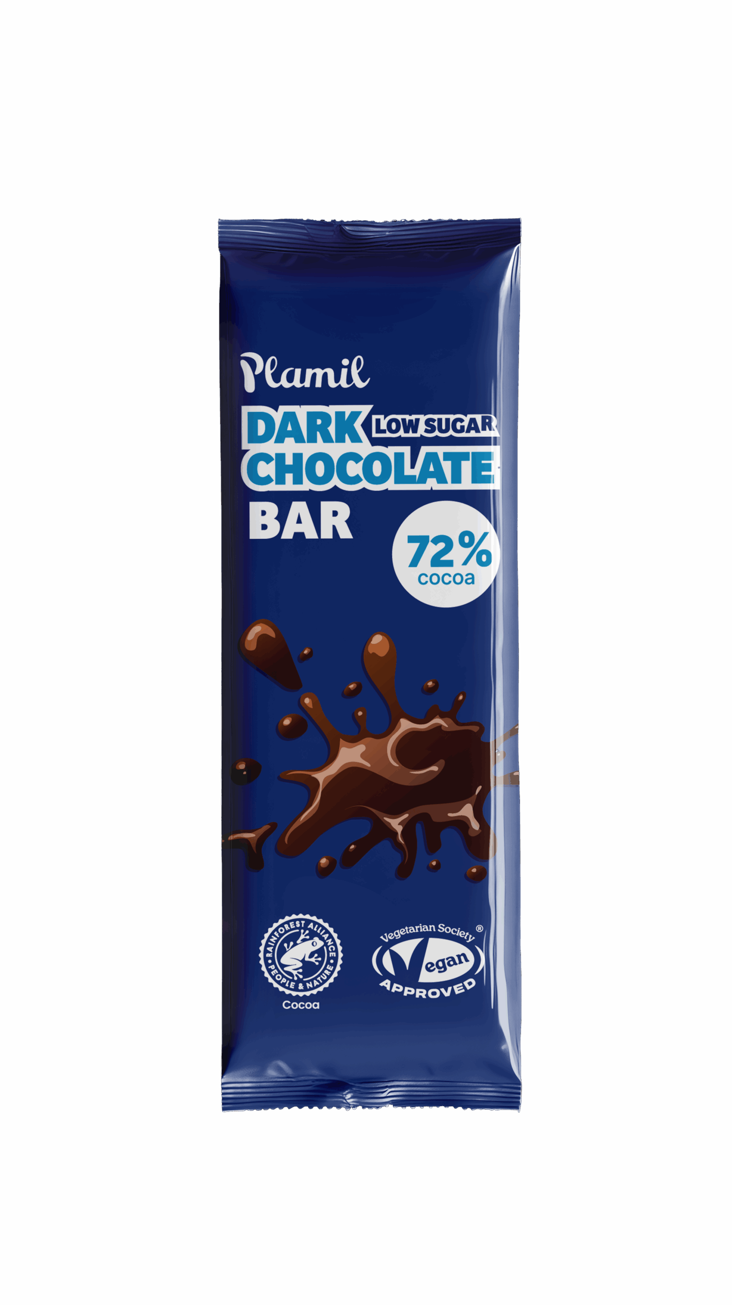 Dark Low Sugar Chocolate 72% Cocoa Bar 40g - Plamil