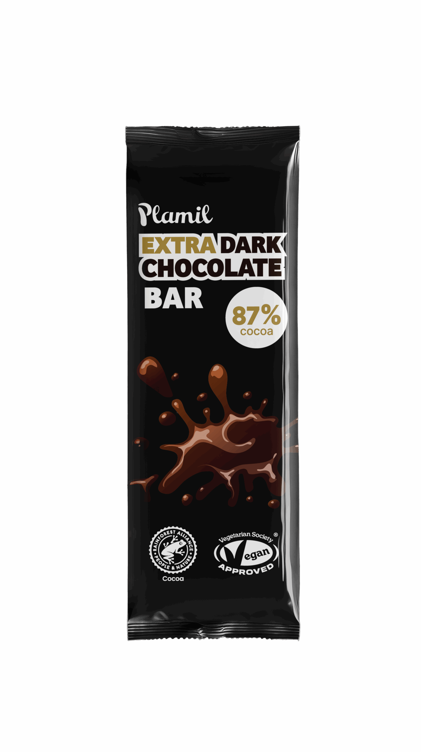 Extra Dark Chocolate 87% Cocoa Bar 40g - Plamil